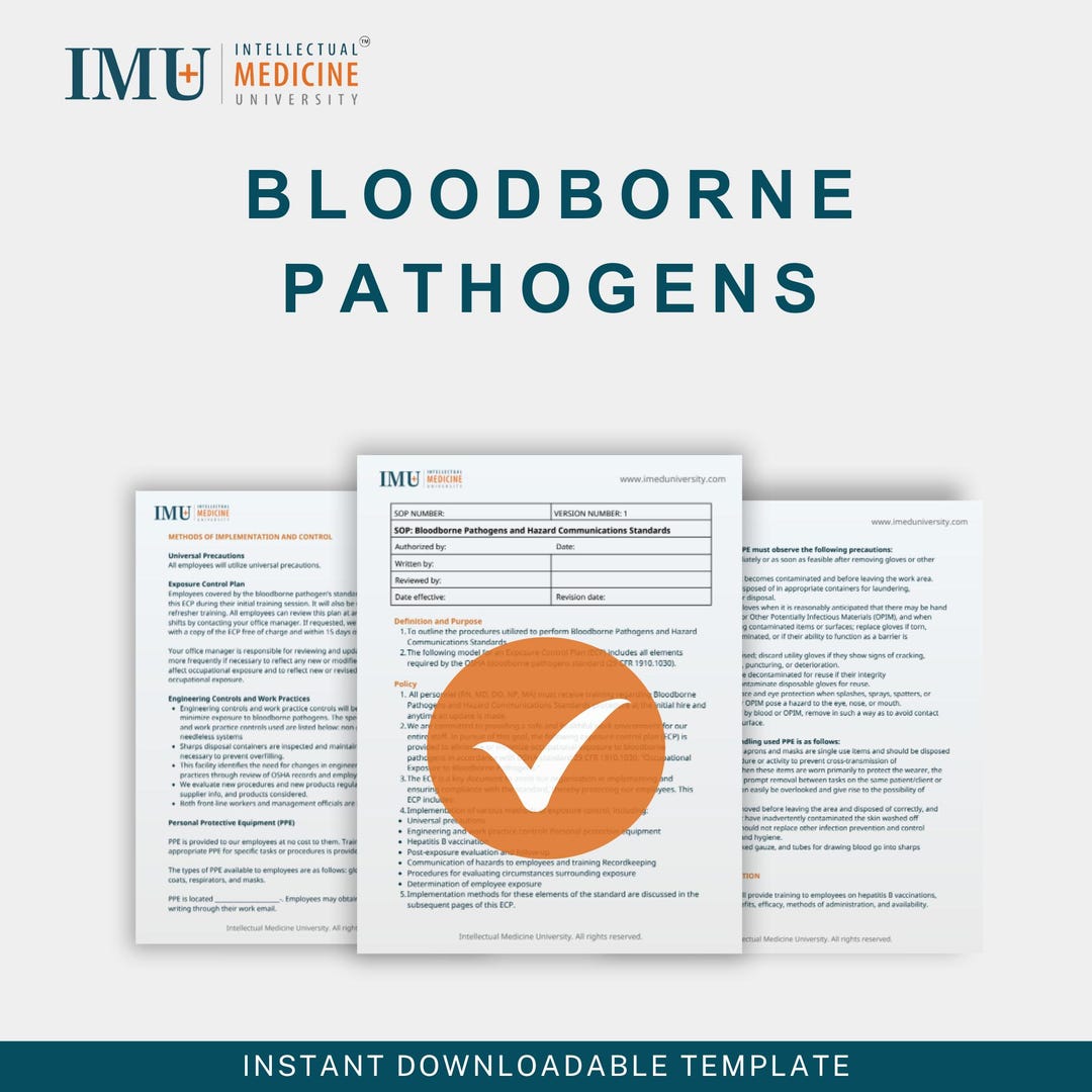 OSHA Bloodborne Pathogens Exposure Control Plan Template (digital ...