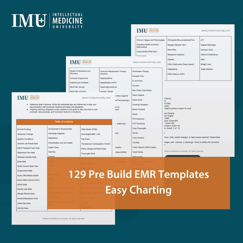 129 EMR Note Template Pre-built Templates for Conventional and ...