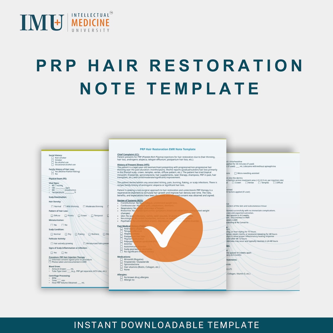 PRP Hair Restoration EMR Note Template: Scalp Mapping & Injection ...