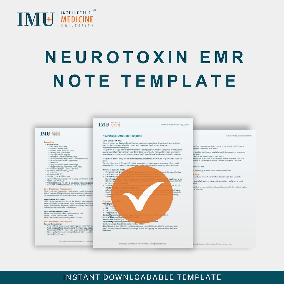 Neurotoxin EMR Note Template – Injection Sites, Units Administered ...