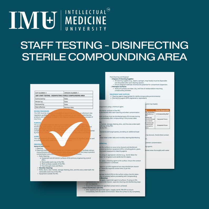 USP 797 Sterile Compounding SOP – Staff Disinfection Testing (digital ...