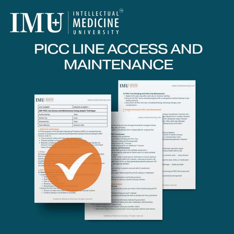 PICC Line Access & Care SOP: Aseptic Protocol (PDF Downloadable ...