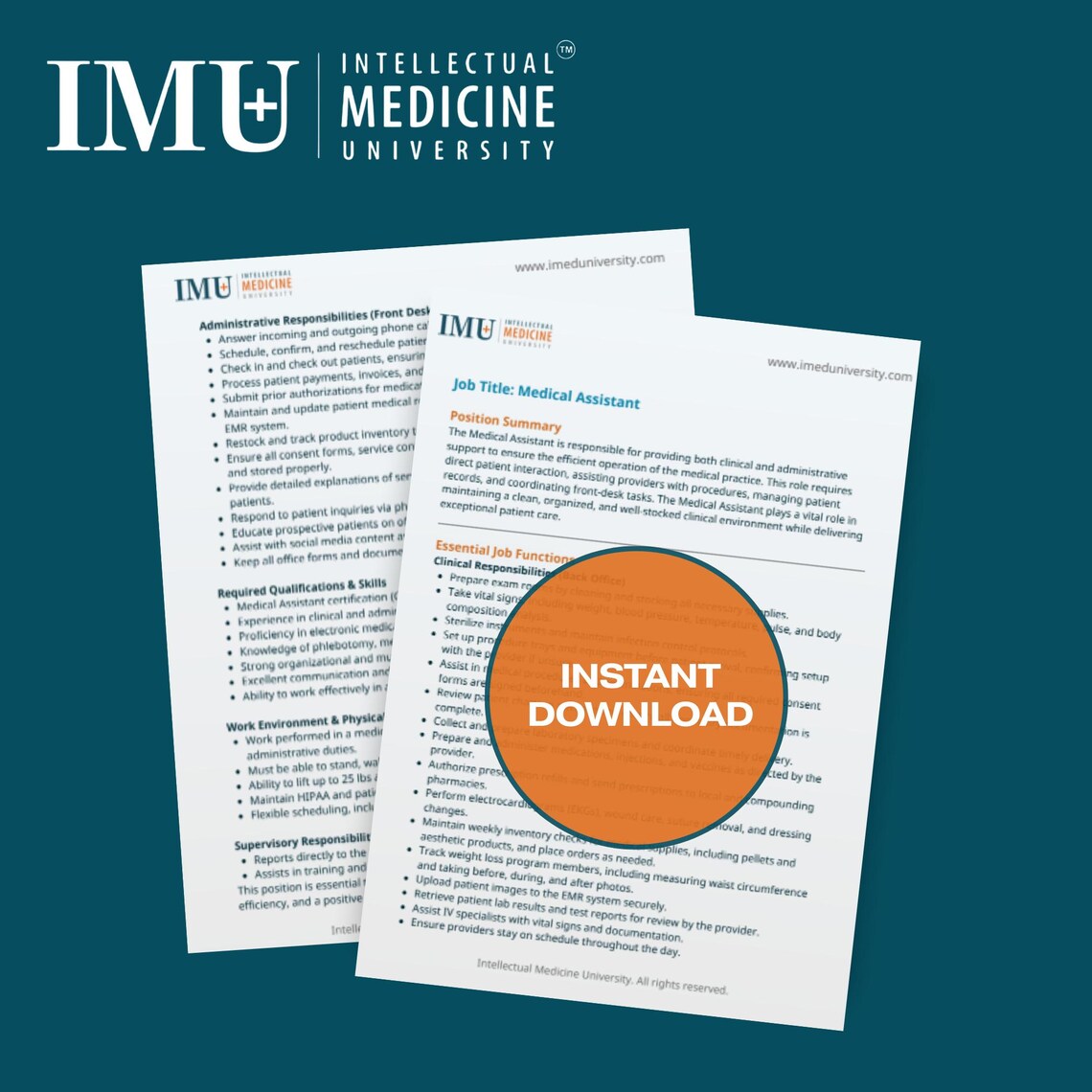 Job Description: Medical Assistant – Clinical & Administrative Duties ...