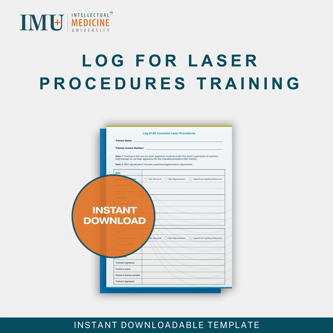 Cosmetic Laser Training Log: Procedure Documentation Form (PDF Download ...