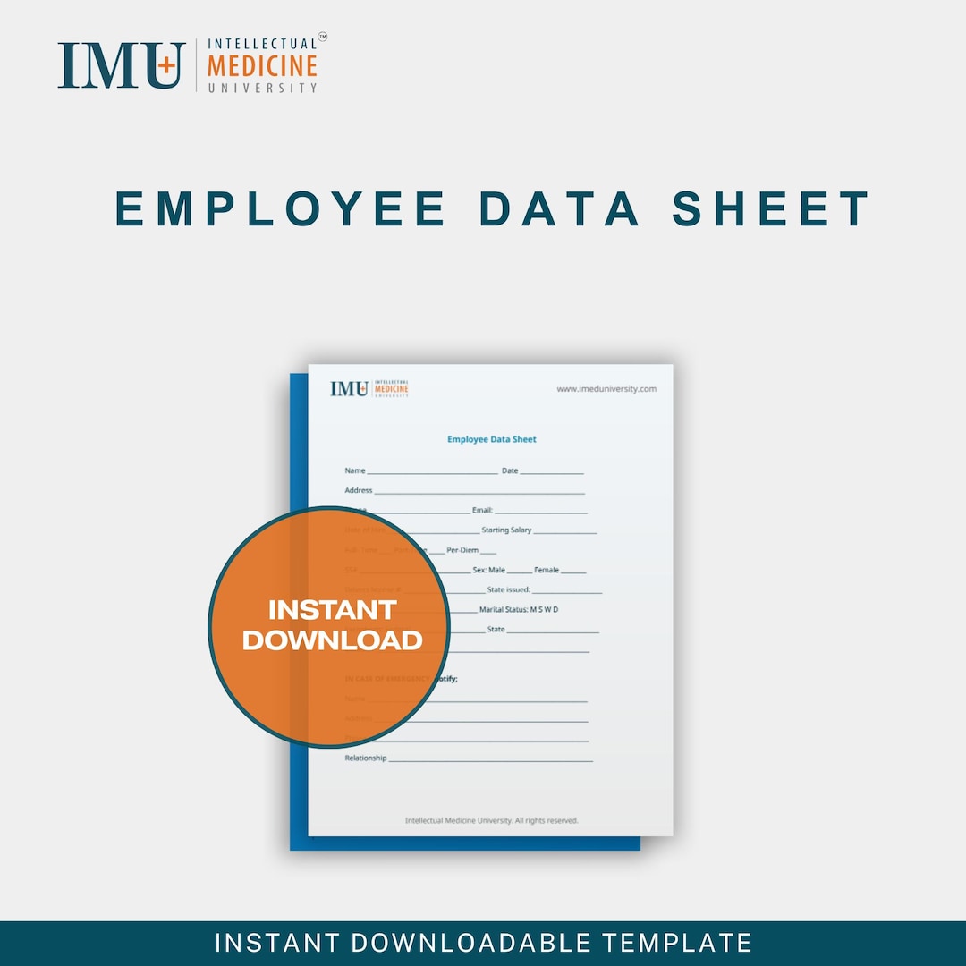 Editable Employee Data Sheet: HR Staff Information Form (digital ...