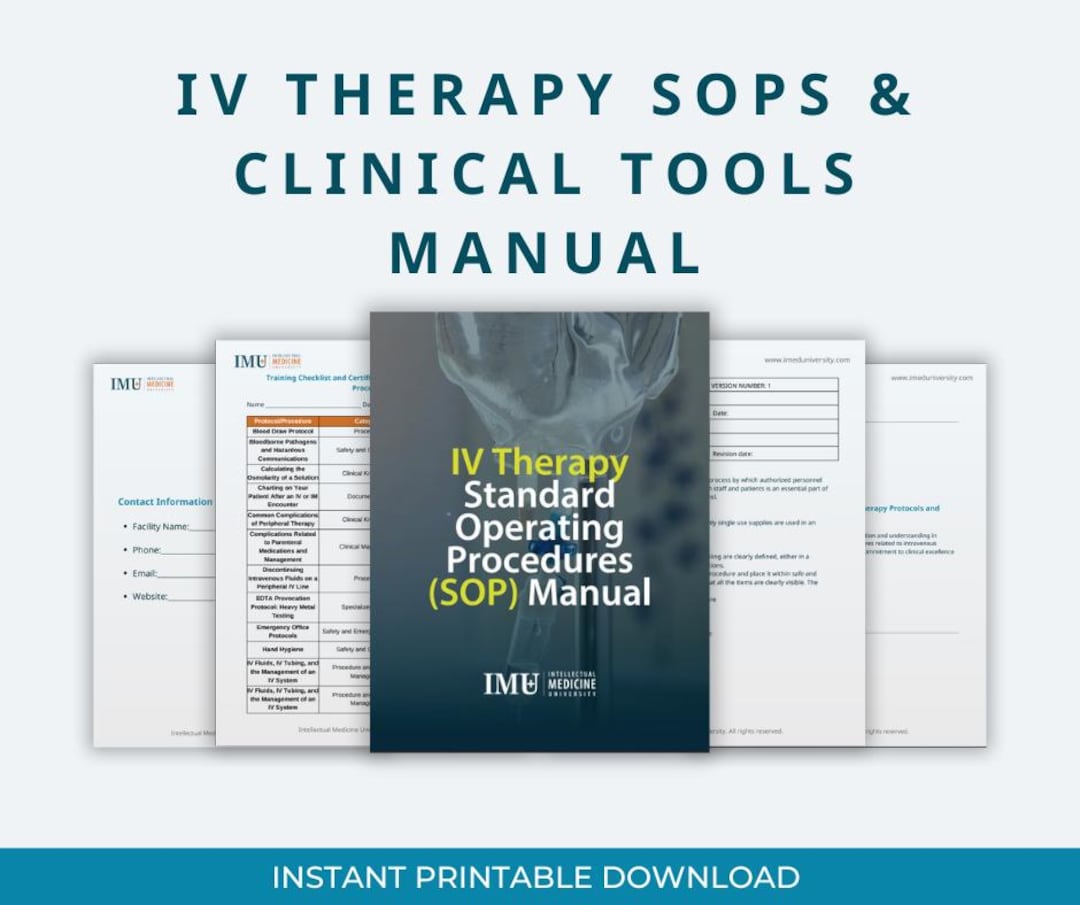 IV Therapy SOP Manual: Clinic Protocols & Safety Charts (digital ...