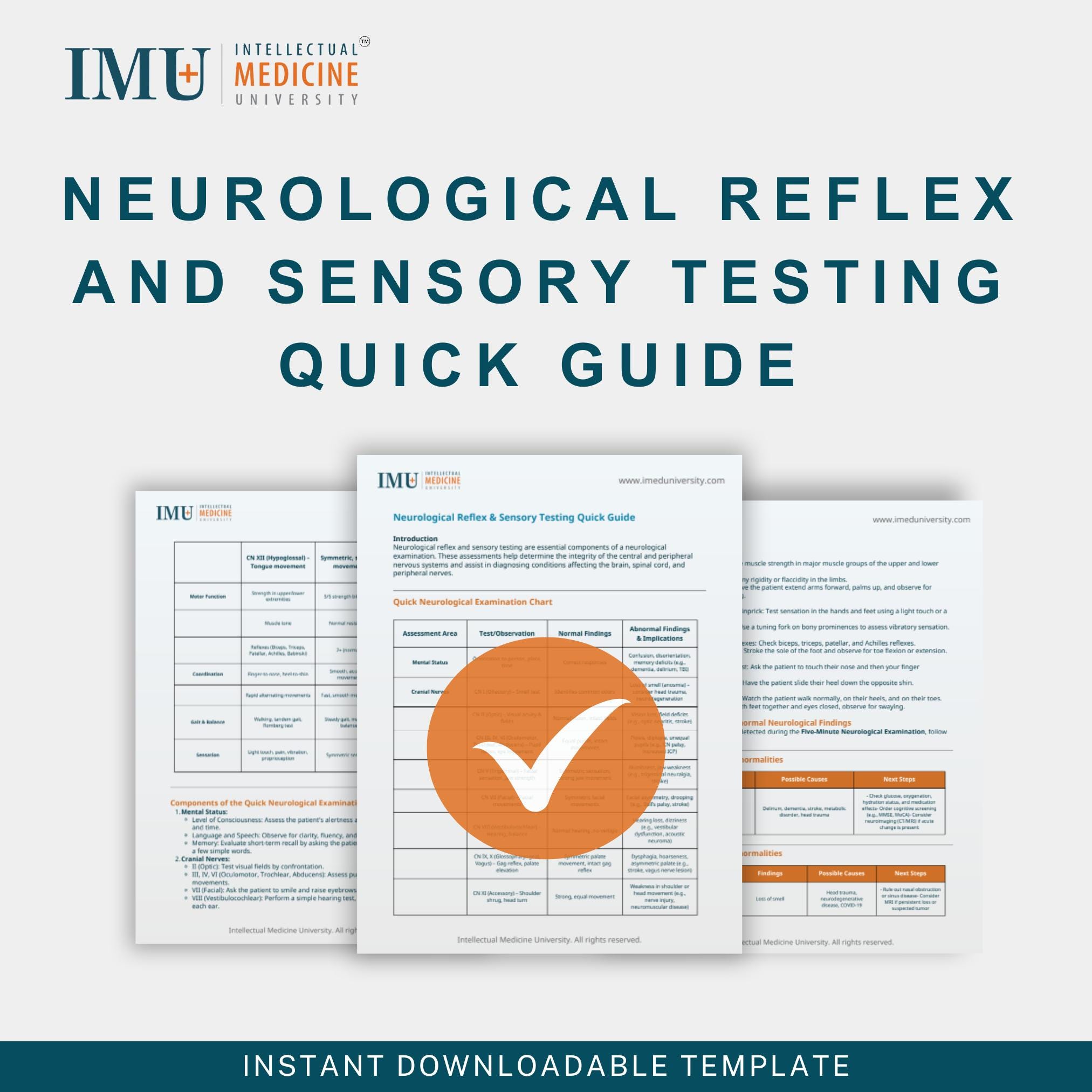 Neurological Reflex & Sensory Exam Quick Guide - Clinician Cheat Sheet ...