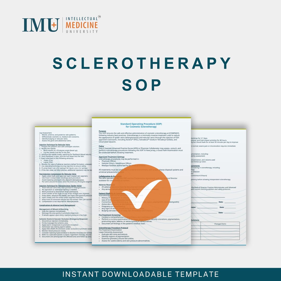 Sclerotherapy SOP Template: Cosmetic Vein Injection Protocol (PDF ...