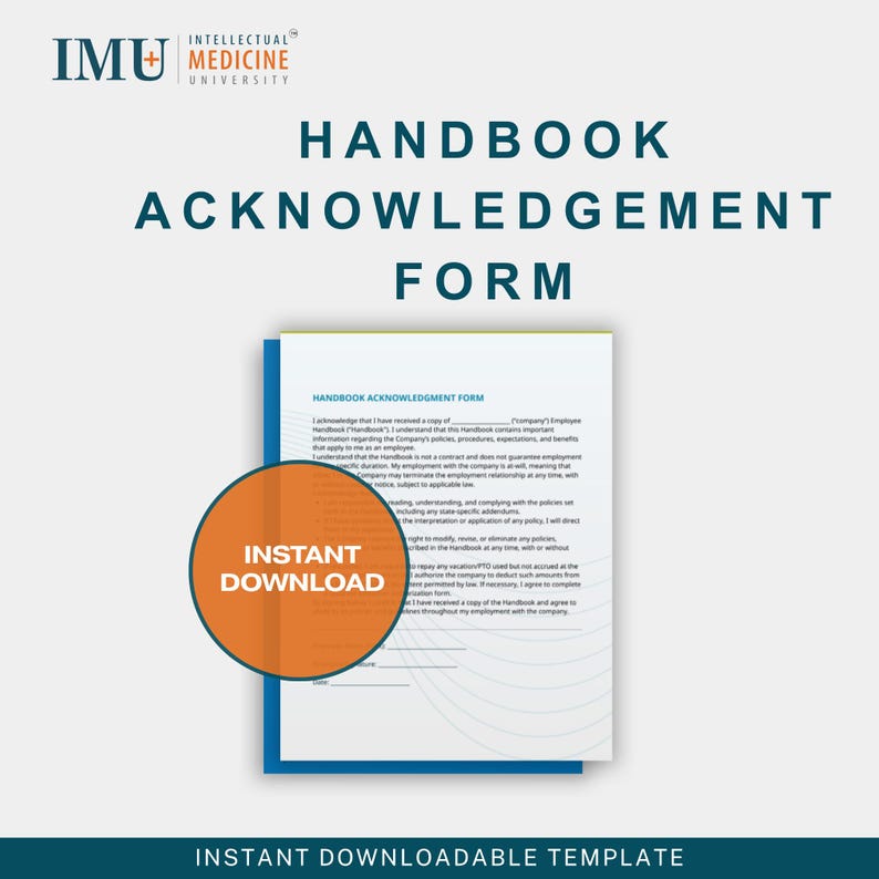 Handbook Acknowledgement Form – Employee Receipt, At-will Employment ...