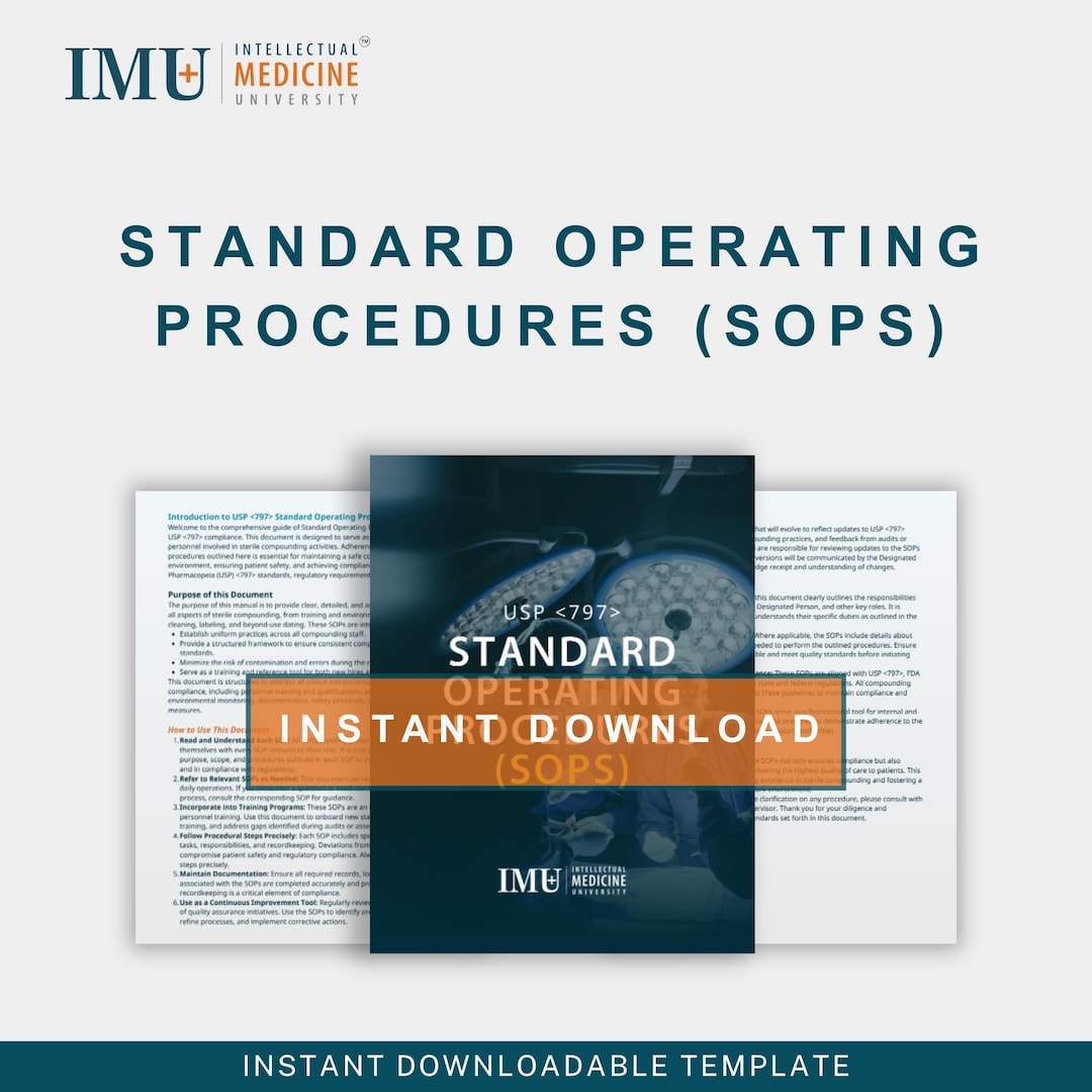 USP 797 SOP Templates: IV Vitamin Therapy Compounding, Compliance ...