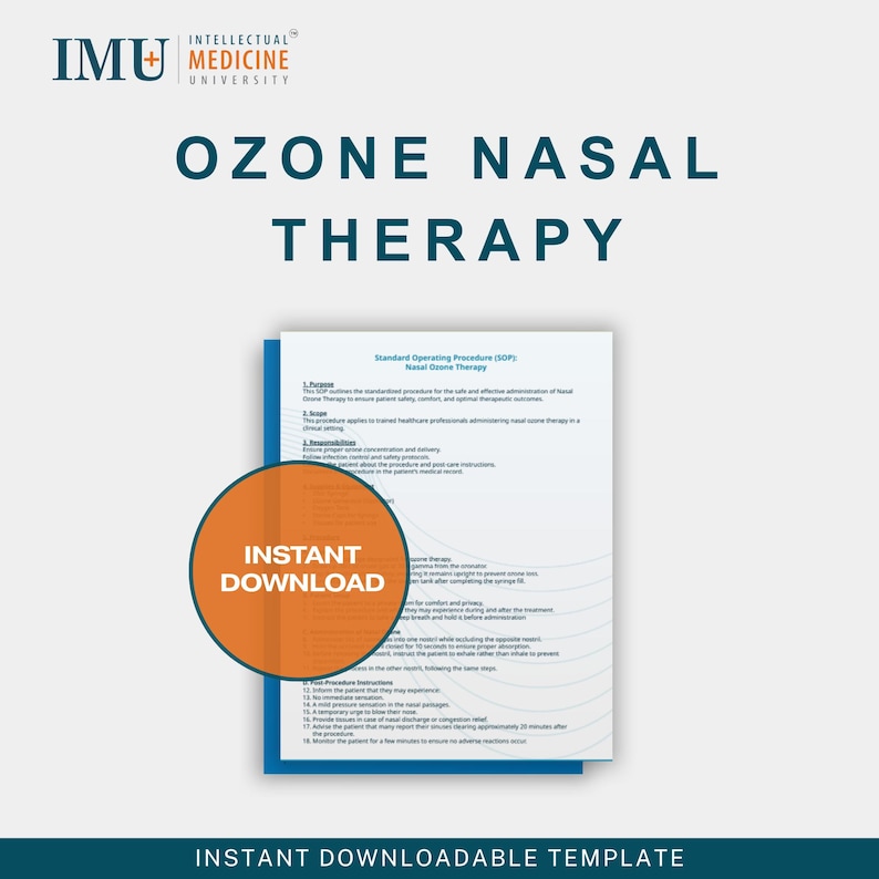 Nasal Ozone Therapy SOP: Clinical Protocol (digital Editable Download ...