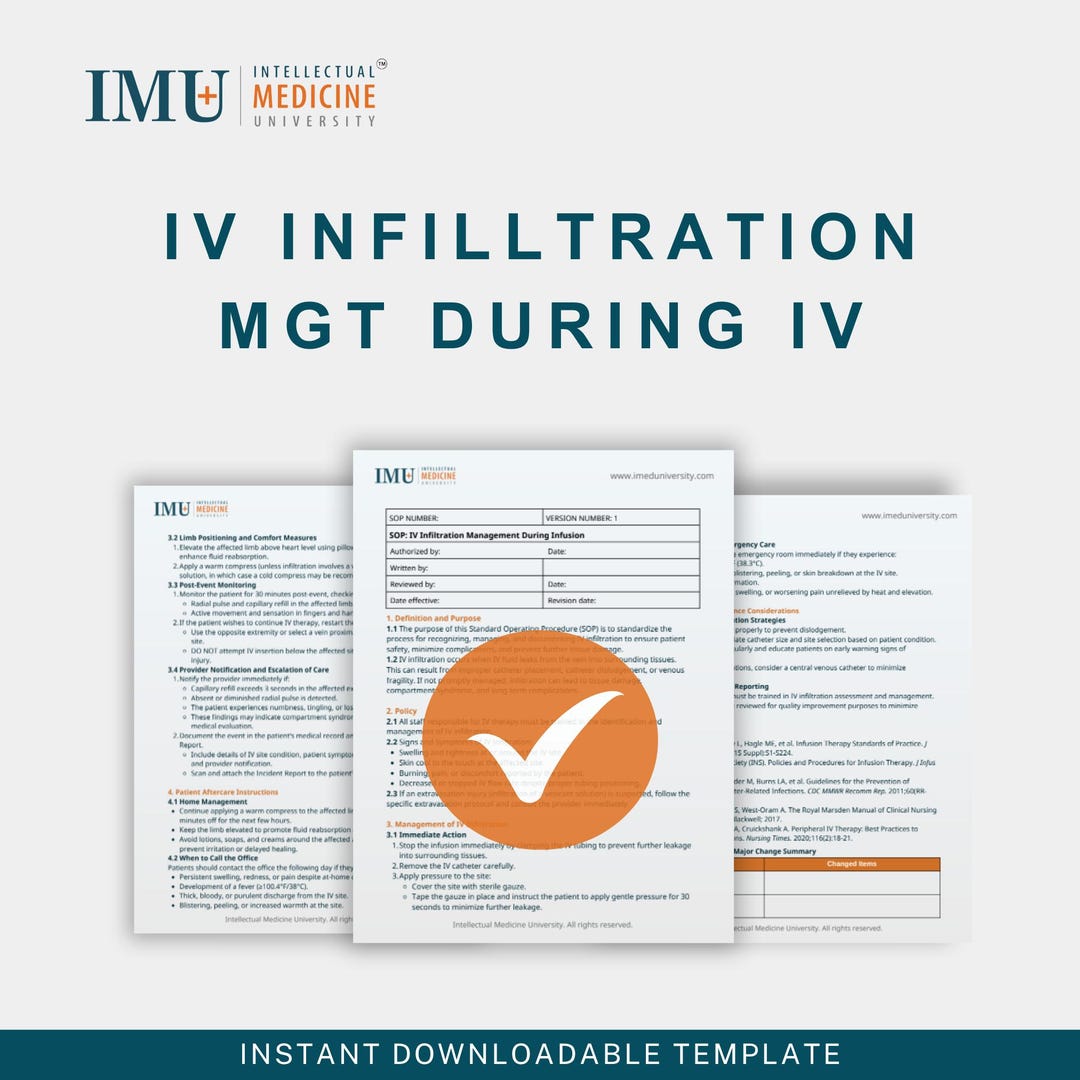 IV Therapy Infiltration SOP – Step‑by‑step Response, Site Management ...