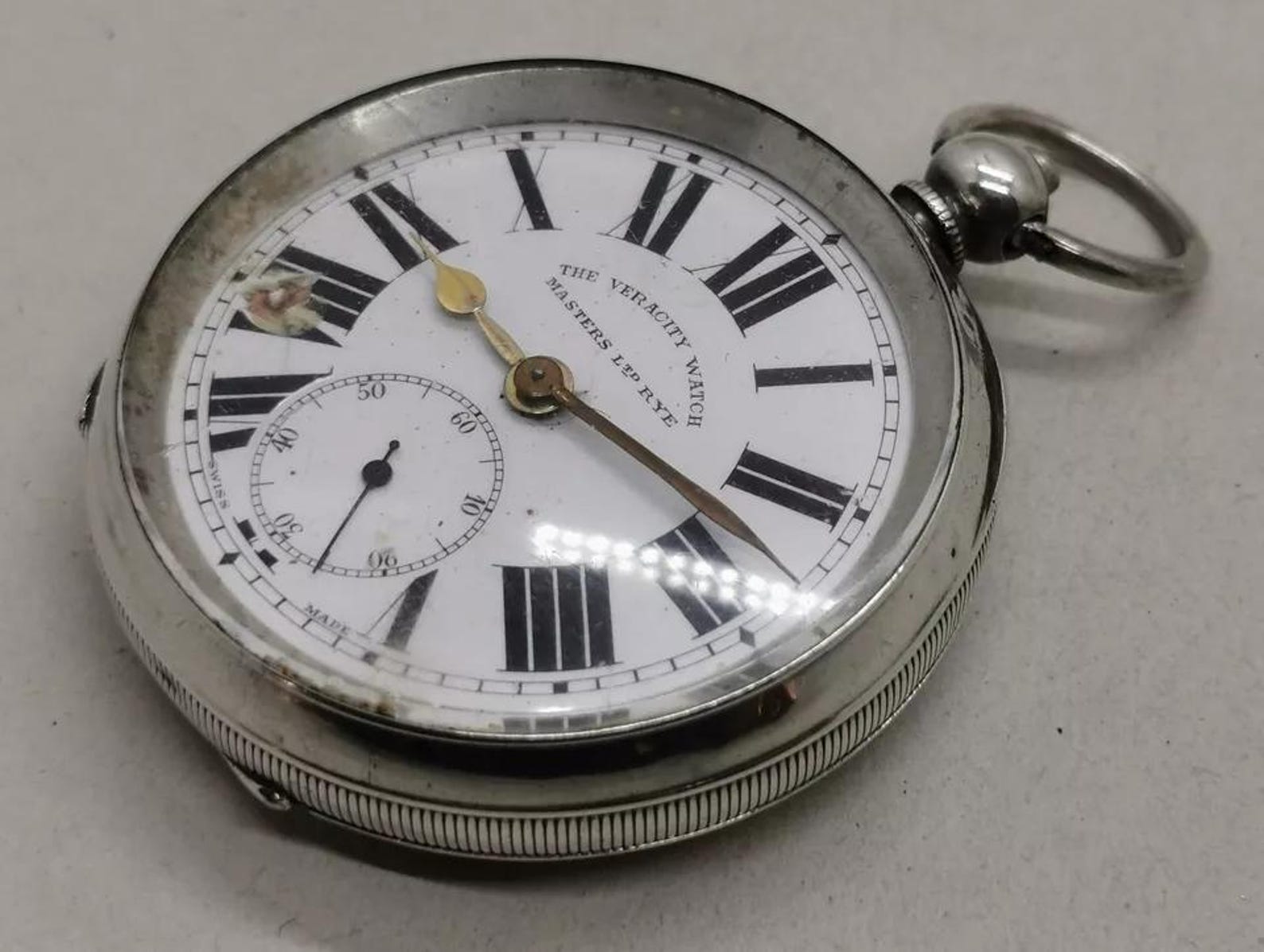Vtg 1910 Veracity Dimier Bros Solid Sterling Silver 52mm Pocket Watch ...