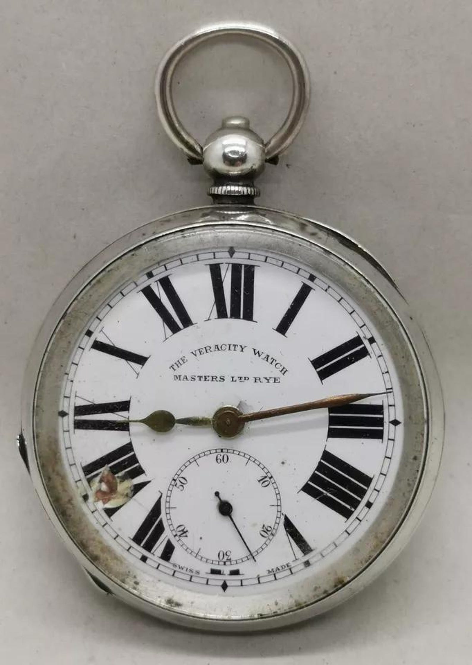Vtg 1910 Veracity Dimier Bros Solid Sterling Silver 52mm Pocket Watch ...