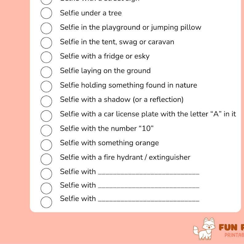 Selfie Scavenger Hunt – Caravan Park Edition | Printable Kids Camping ...