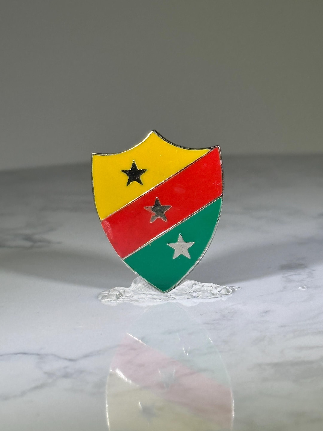 Sao Tome and Principe Shield Pin: Shield Enamel Emblem - Vintage ...