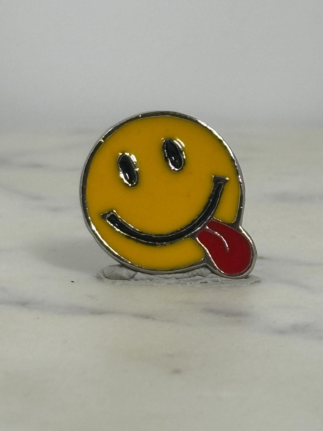 Silly Smiley Face Enamel Pin: Yellow Red Tongue - 90s Style Accessory ...