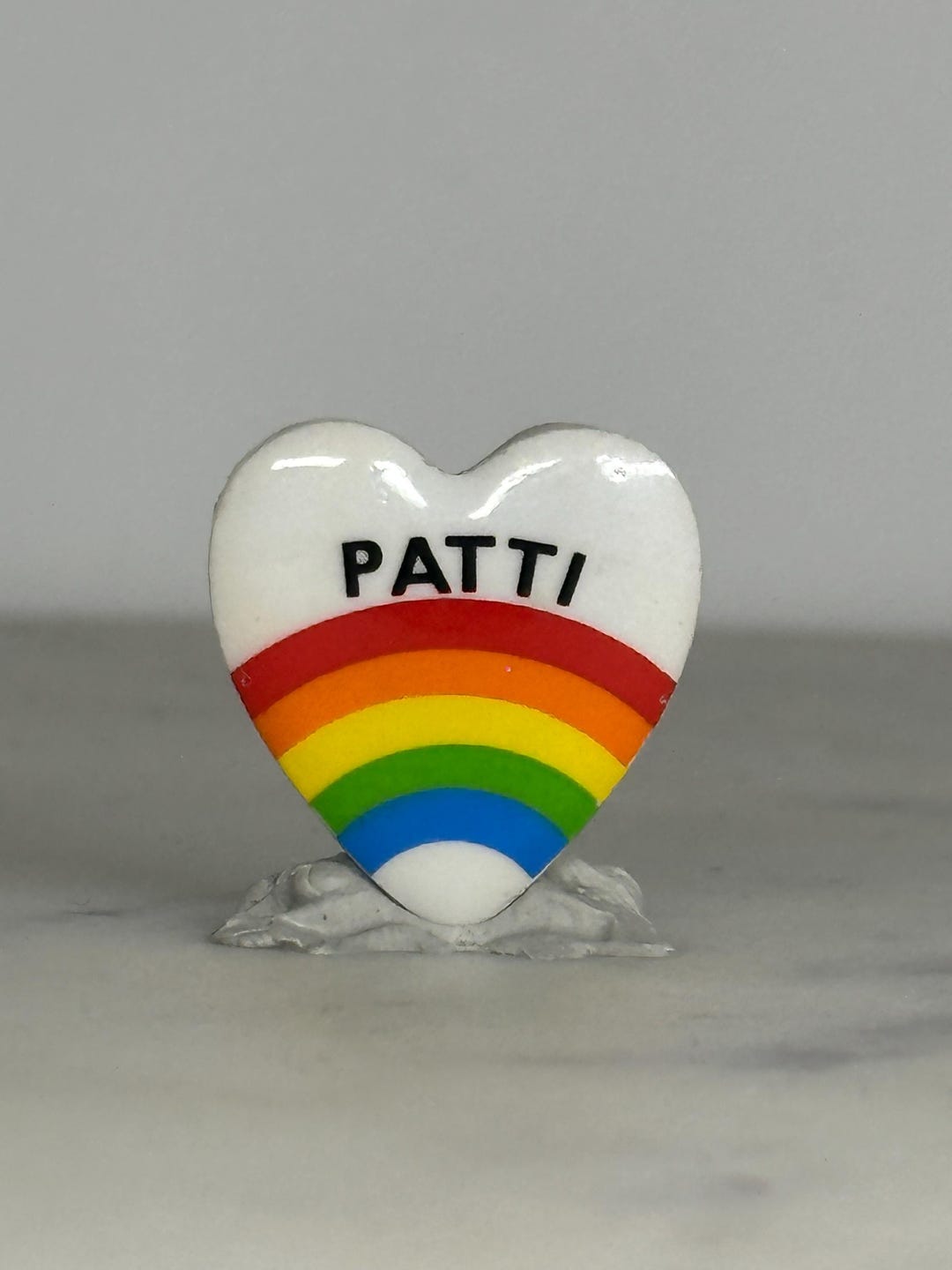 Patti Rainbow Heart Pin: Bold Color Enamel - Retro Name Tag Accessory ...