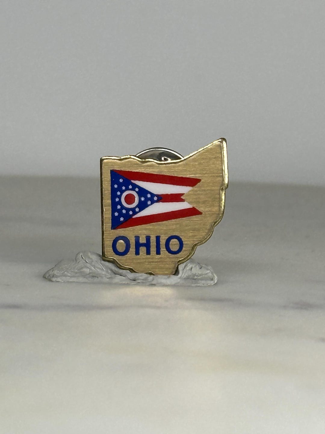 Ohio State Enamel Pin: Gold Tone Flag Design - Vintage Travel Accessory ...