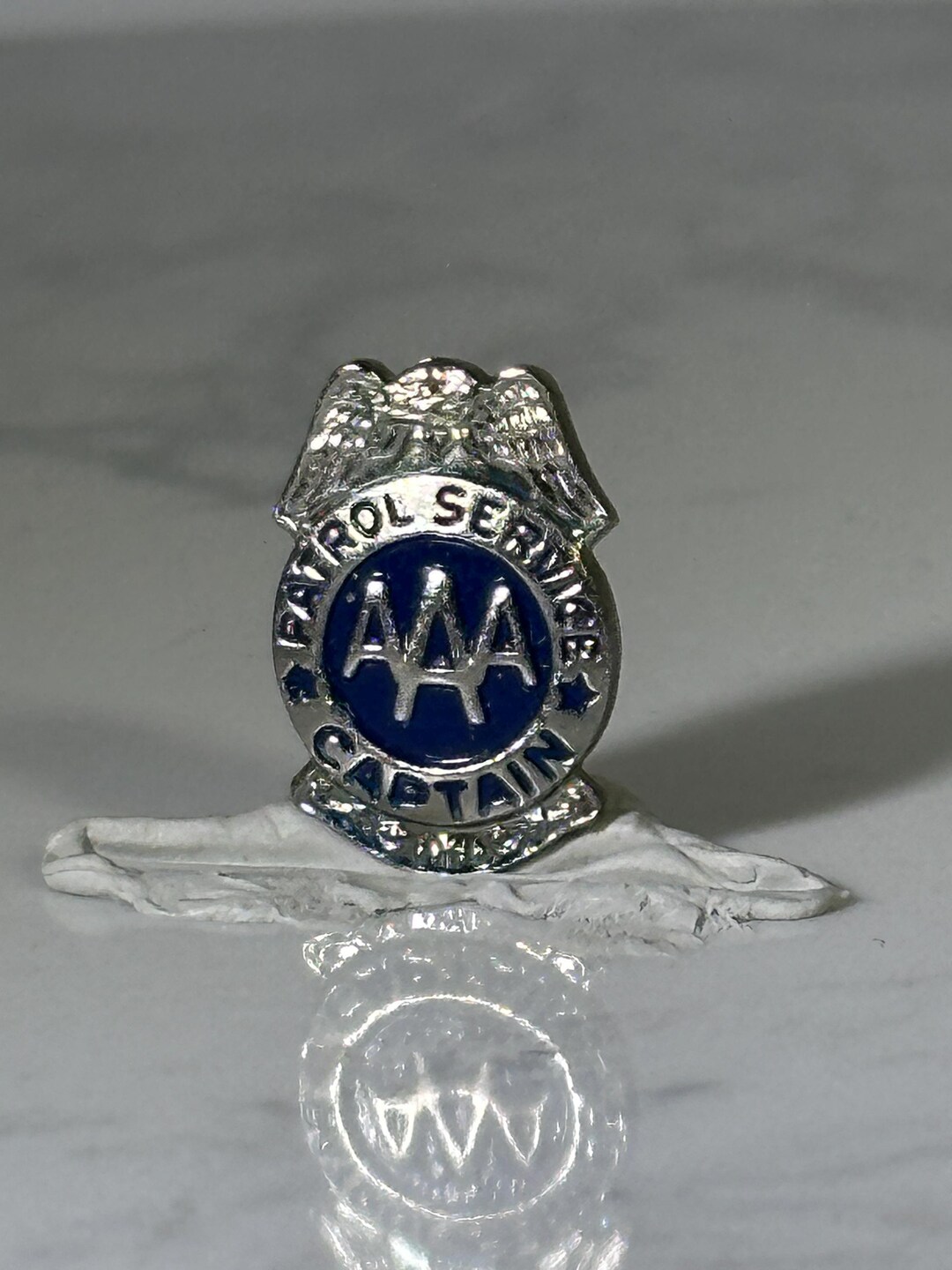 AAA Patrol Service Pin: Silver Blue Enamel Badge - Vintage Captain ...