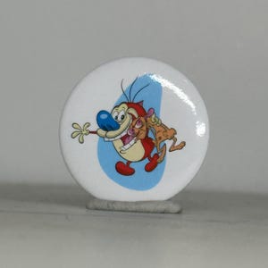 Vintage Ren & Stimpy Button Pin: Classic Cartoon White Round - 90s ...