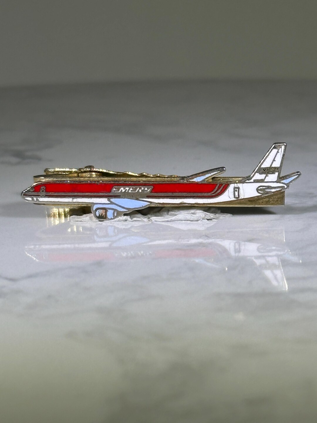 Emery Air Douglas DC-8 Freight Airplane Tie Clip: Red & Silver Enamel ...
