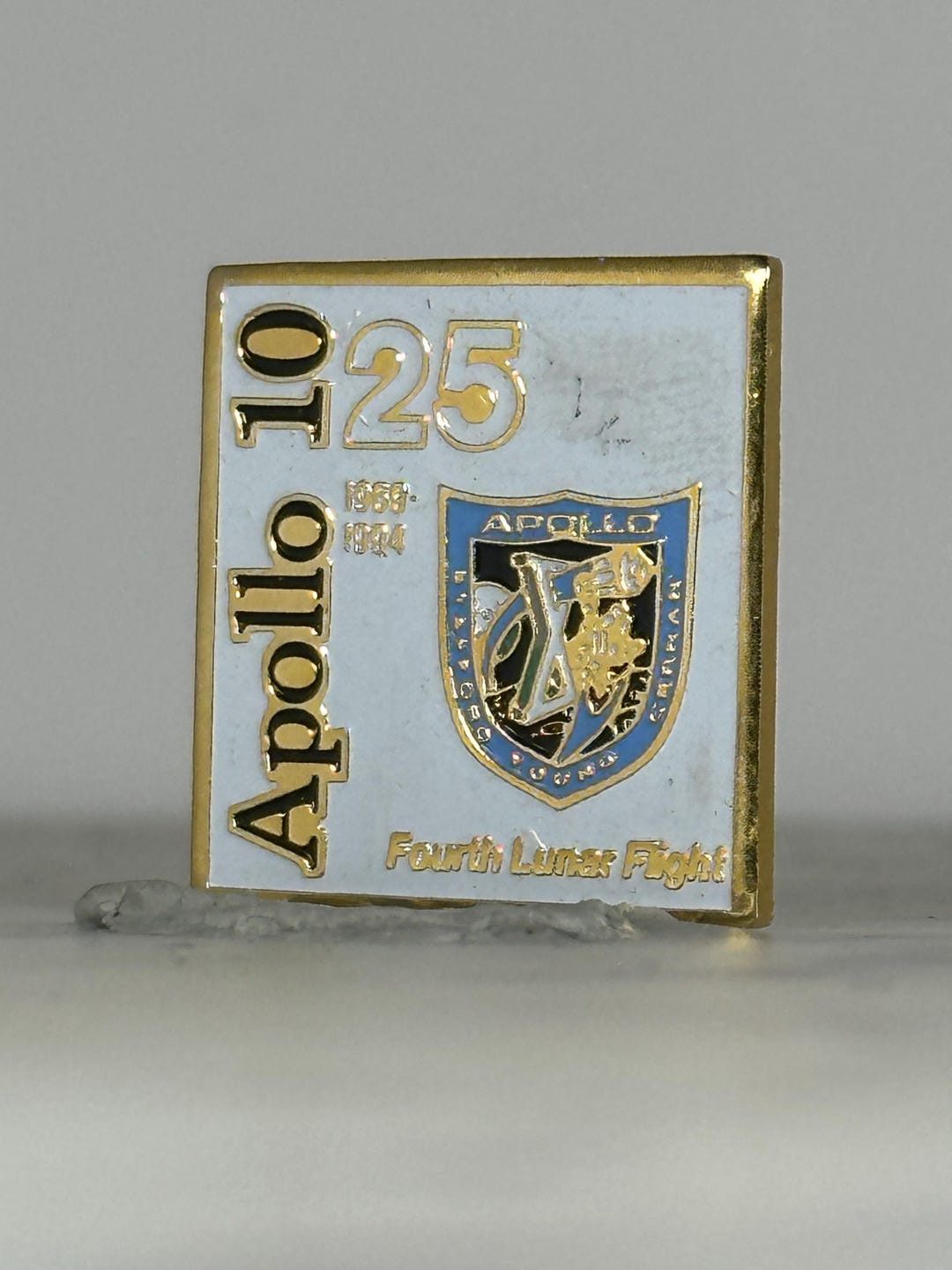 Apollo 10 Enamel Pin: Gold Trim Square - 25th Anniversary Space ...