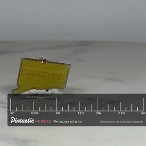 Connecticut State Shaped Pin: Yellow Enamel Finish - Vintage Travel ...