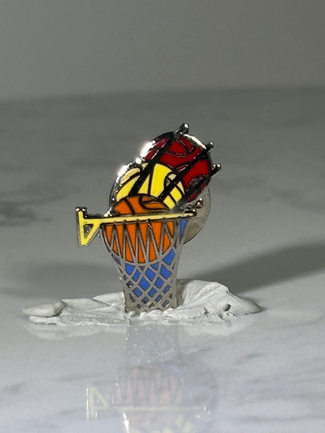 Basketball Hoop Pin: Colorful Style Enamel - Retro Sports Accessory - Etsy