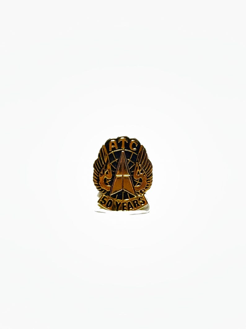 ATC 50 Years Commemorative Pin: Gold & Black Enamel - Aviation Tribute ...