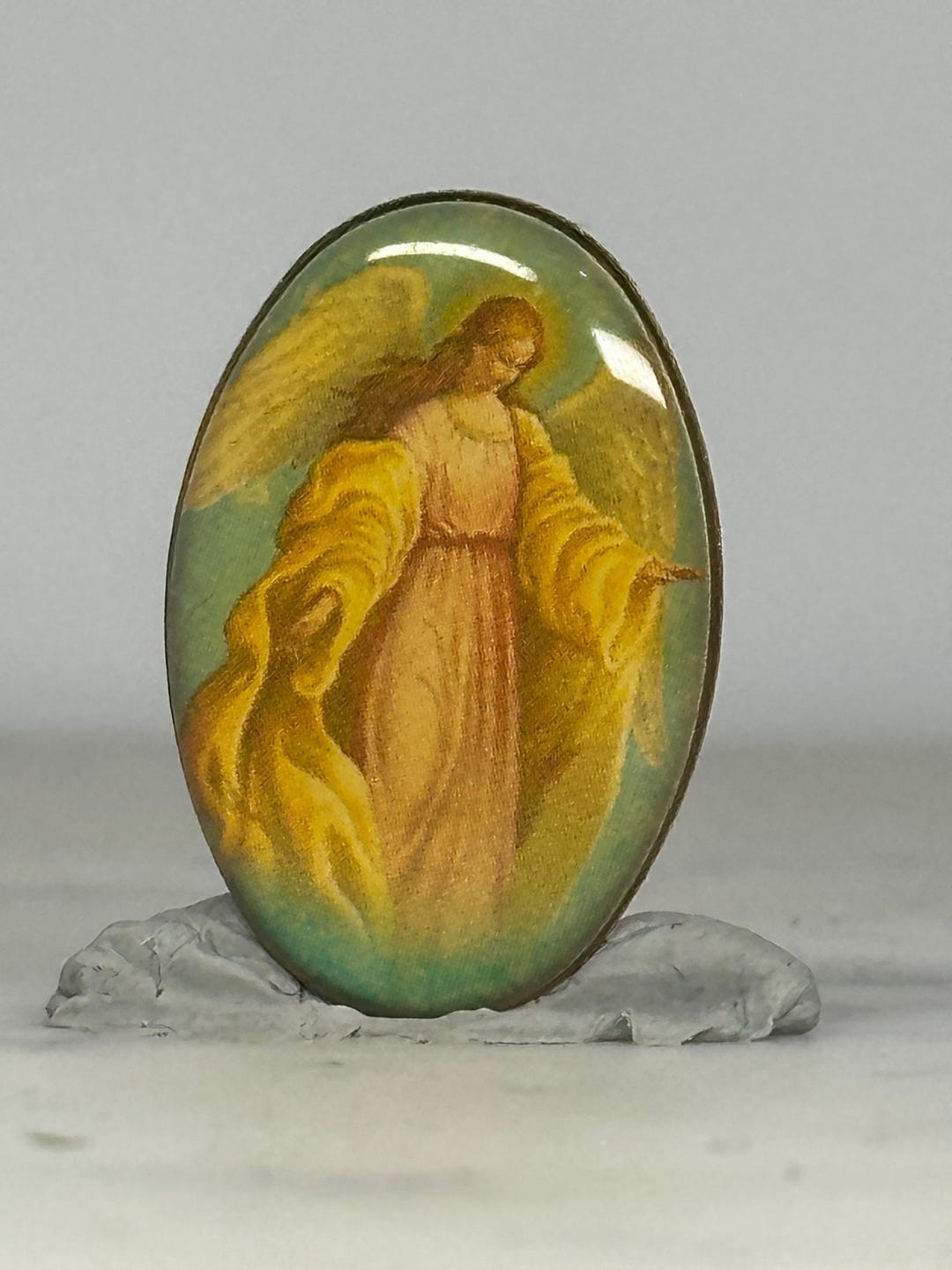 Guardian Angel Oval Pin: Pastel Color Finish - Vintage Religious ...
