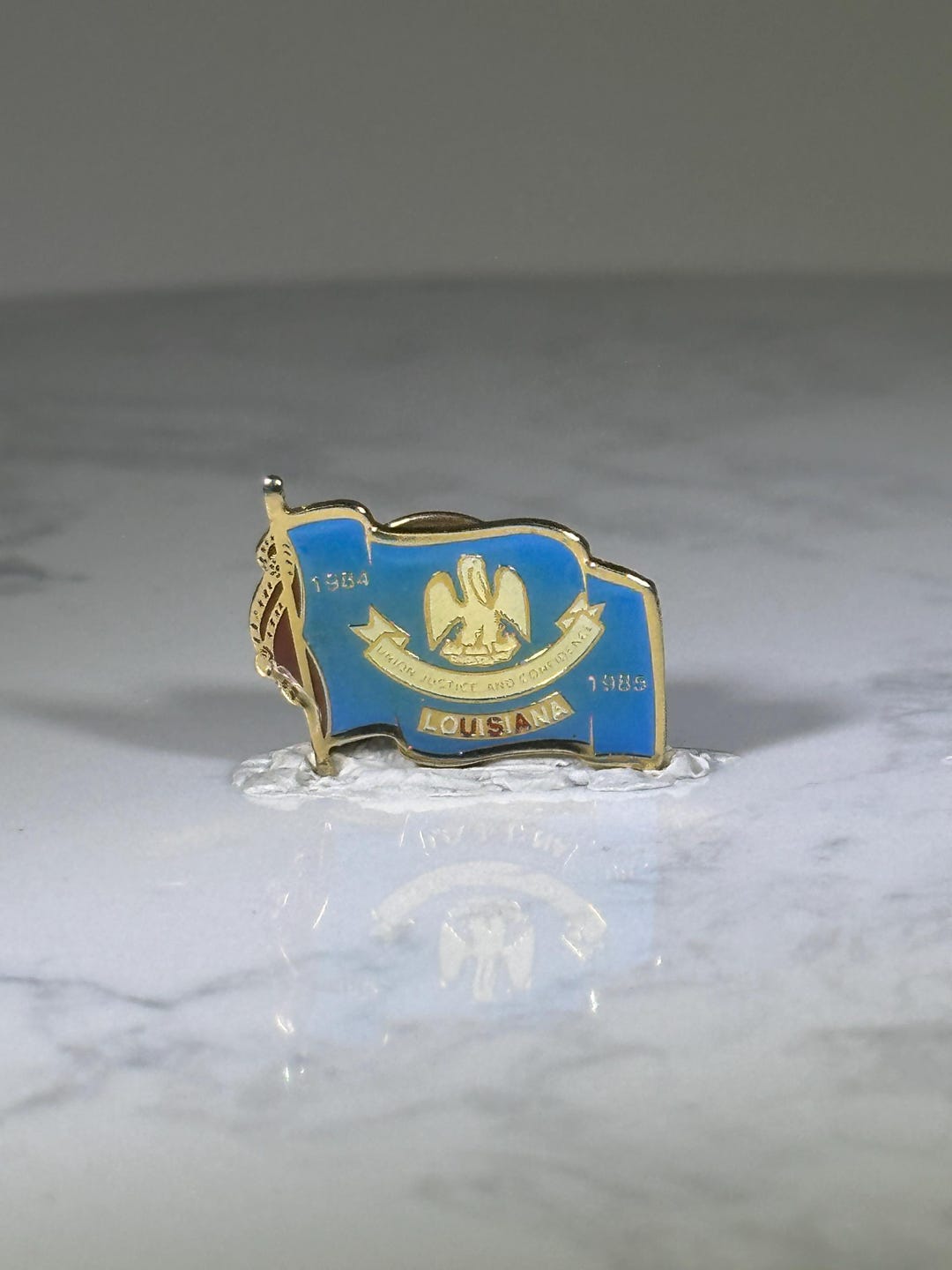 Louisiana State Flag Pin: Blue Enamel Gold Trim - 1980s Souvenir ...