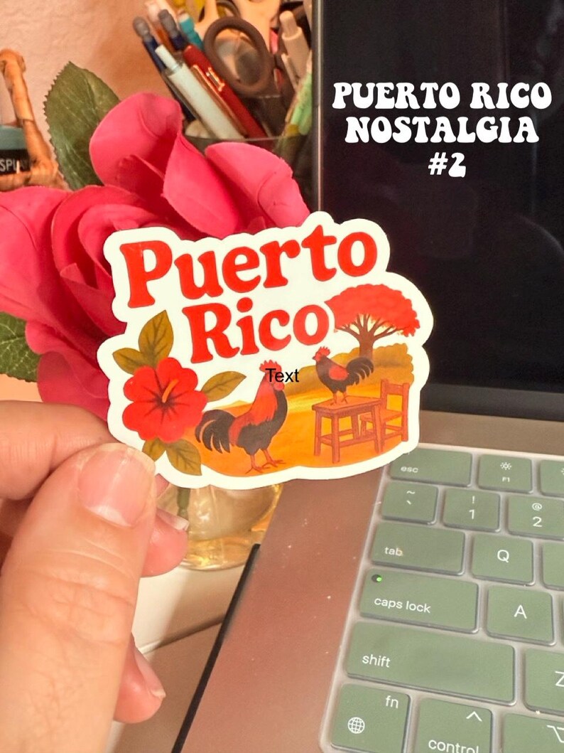 Puerto Rico Nostalgia Gallo Rooster Flamboyan Flame Tree Casita Retro ...