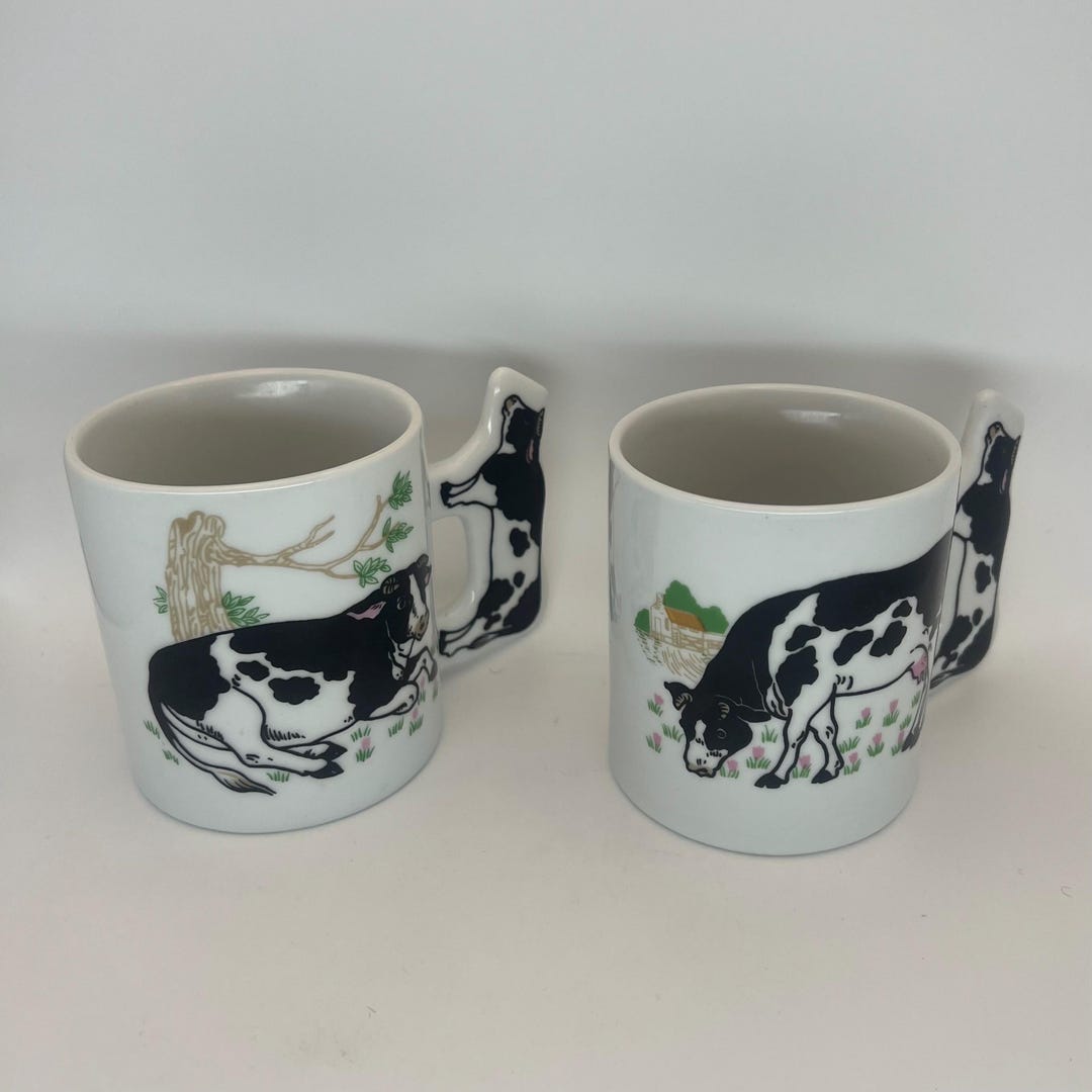Pair of Cow Handle Mugs - Etsy