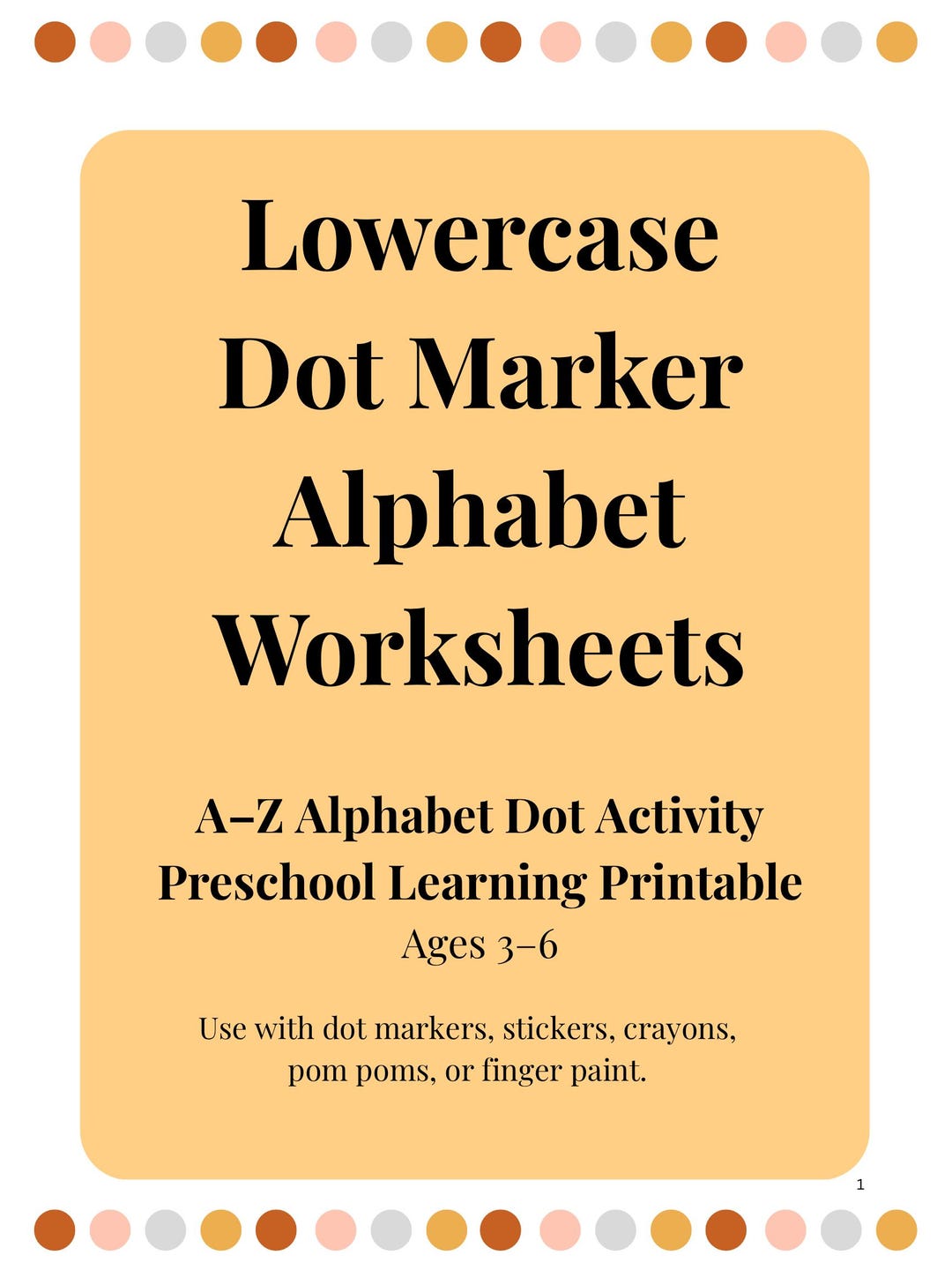 Lowercase Alphabet Dot Marker Worksheets | Preschool A-Z Learning ...