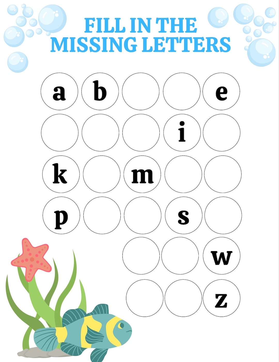 Fill in the Missing Letters Worksheet | Missing Alphabet Activity | ABC ...