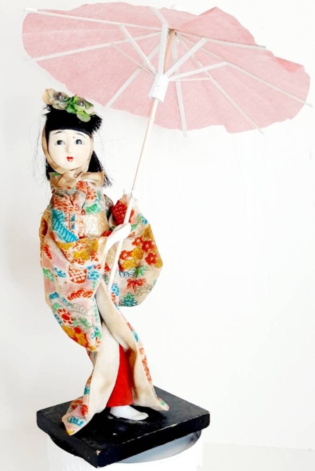 Vintage Japanese Geisha Maiko Girl Dressed Traditional Silk Kimono With ...