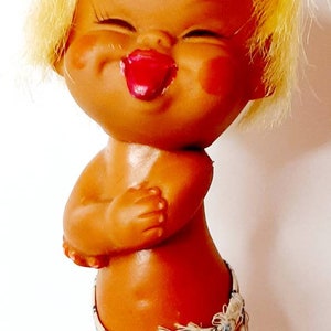 Vintage Sassy Emotion Tongue Out Blonde Brown Skin Small Seated Kitsch ...