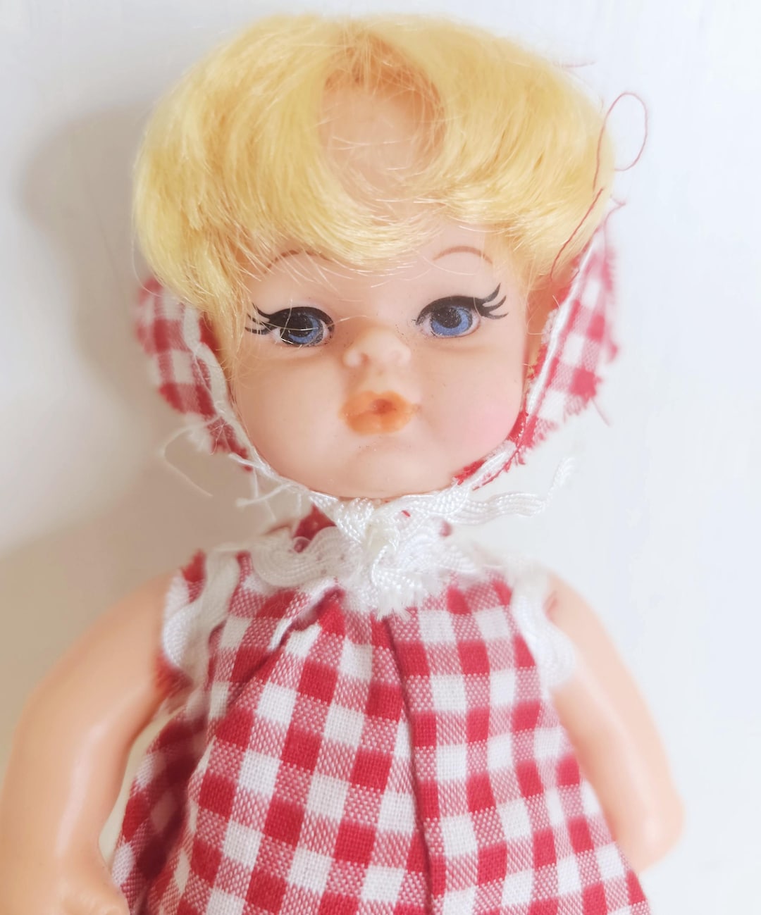 Vintage Kitsch 1960s Baby Doll Miniature Blonde Hair Original Red ...