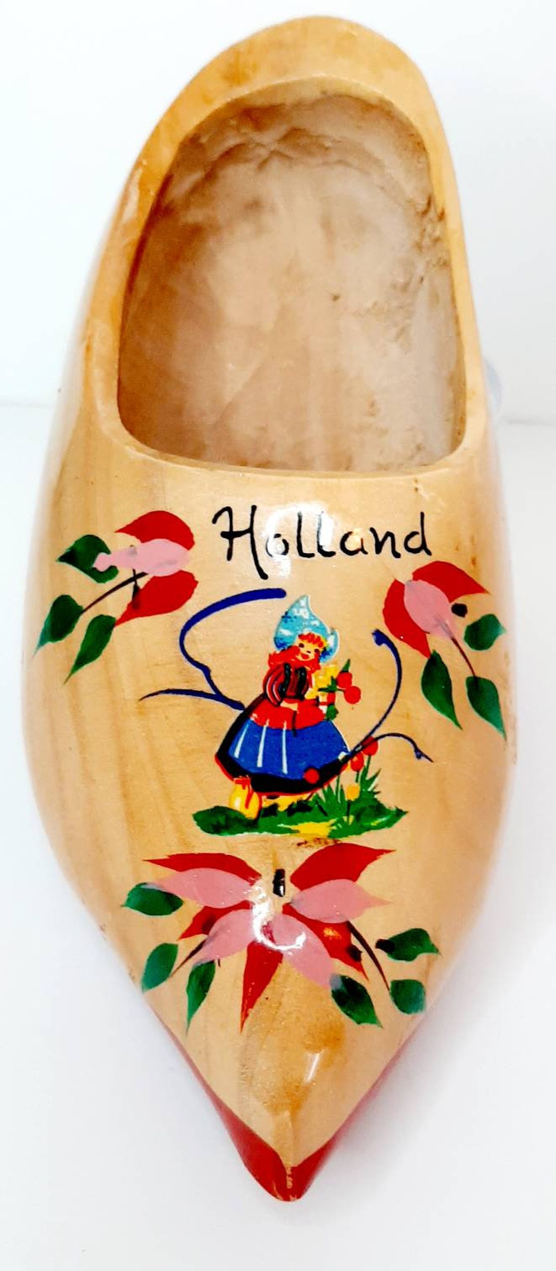 Vintage Dutch Holland Hand Painted Wooden Clog Shoe Rustic Primitive ...