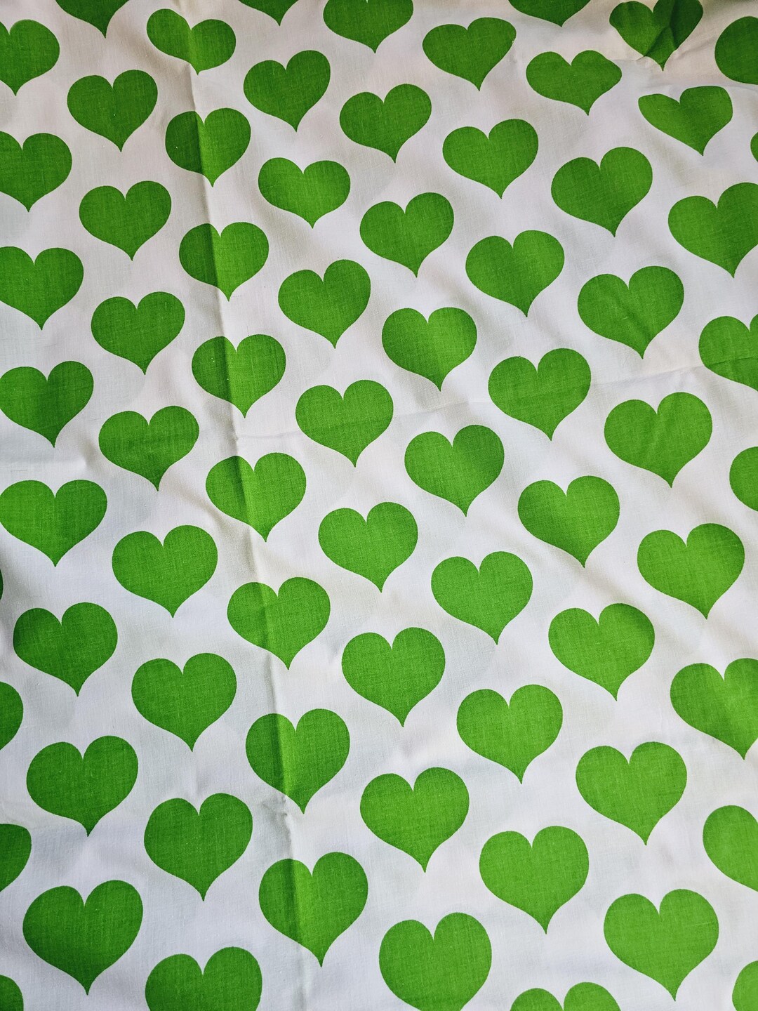 Vintage Green Love Heart Sheridan Sheet Fabric Cutter Bedroom Decor ...