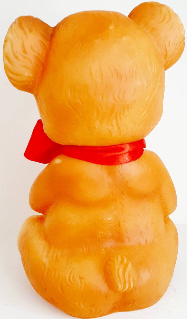 Rubber Squeak Toy Teddy Bear Red Bow Circus Bear Nursery - Etsy