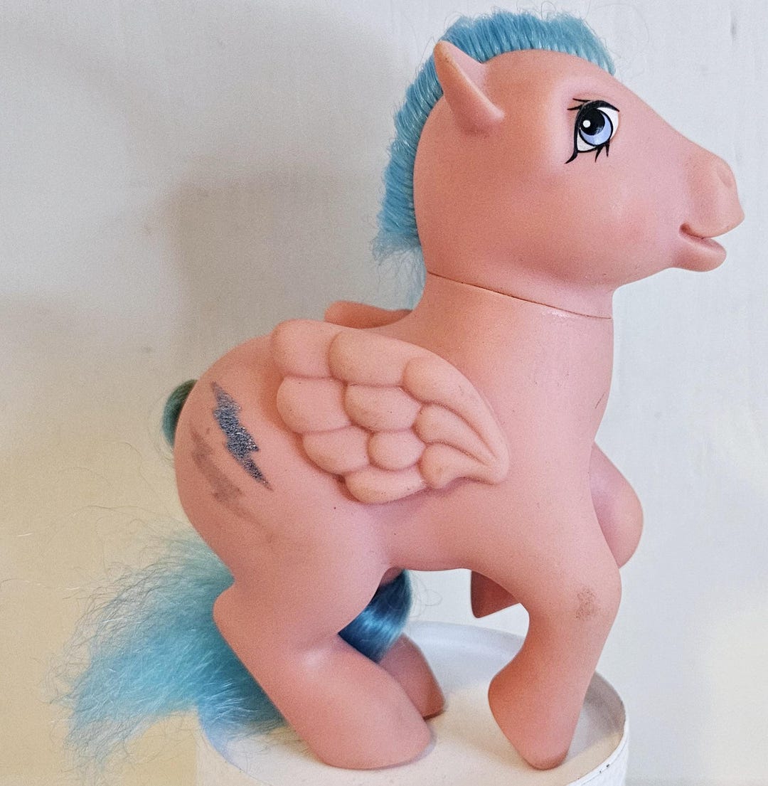 Vintage G1 Firefly My Little Pony Pegasus 1980s Blue Hair Pastel Pink ...