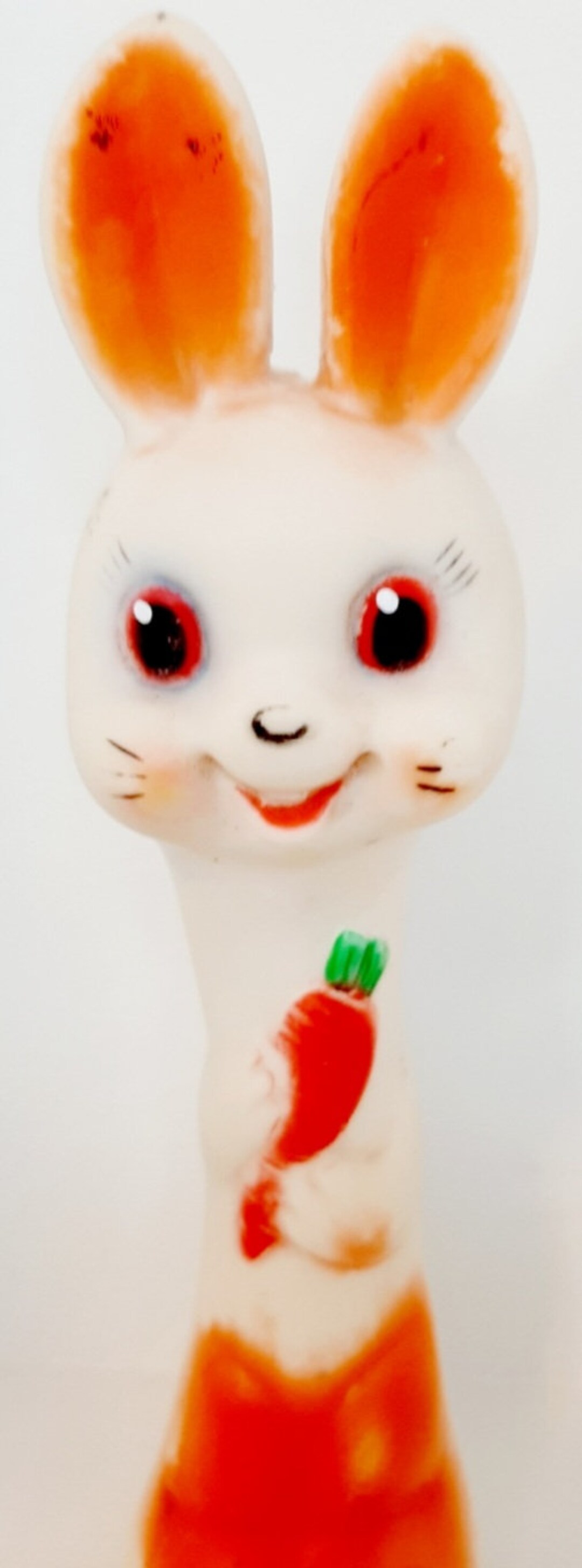 Vintage Rabbit Squeak Toy Big Eyes Long Body Carrot Nursery Decor Bunny ...