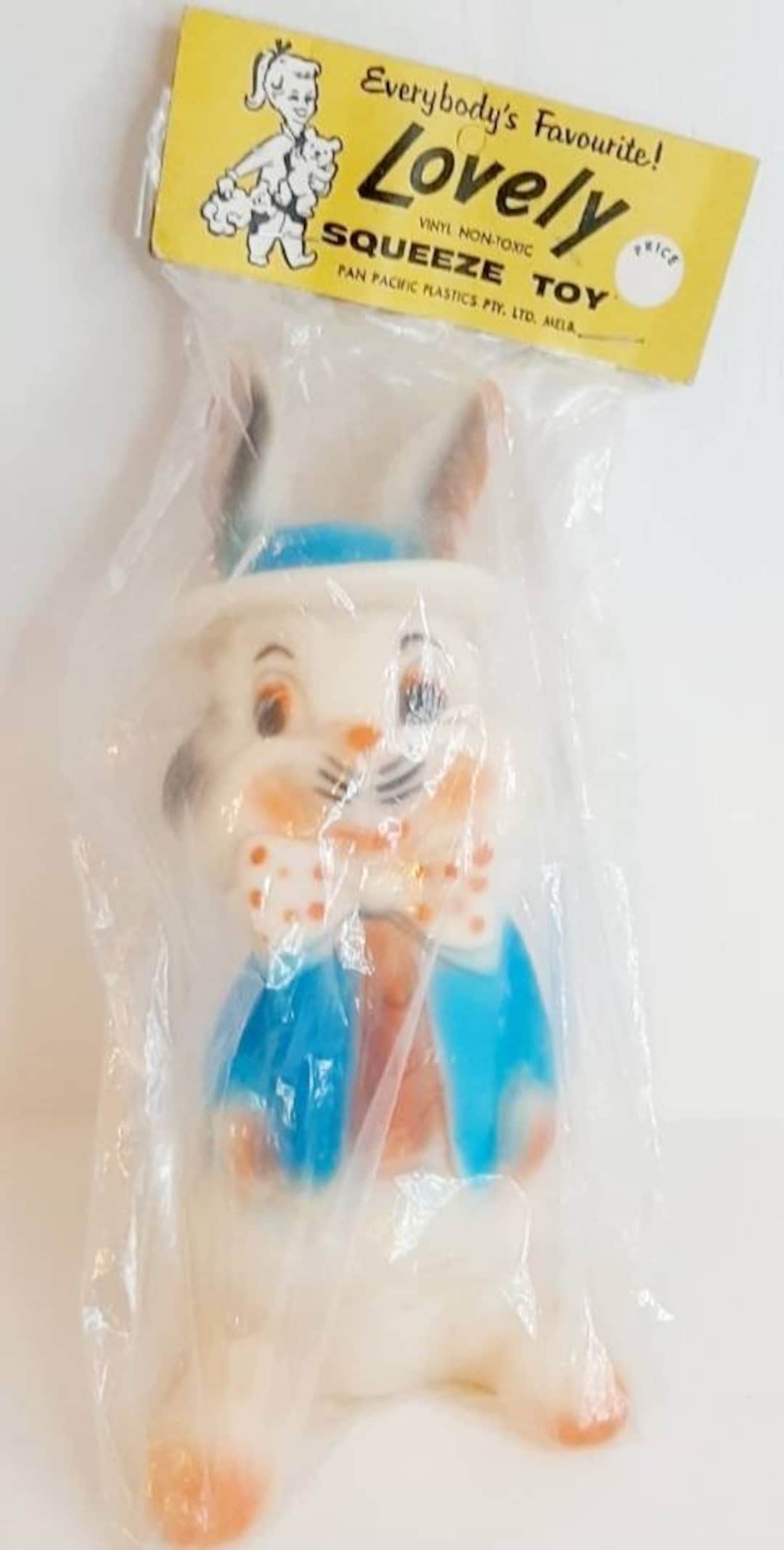 Vintage Rabbit Squeak Toy in Original Pack New Old Stock Lovely Squeeze ...