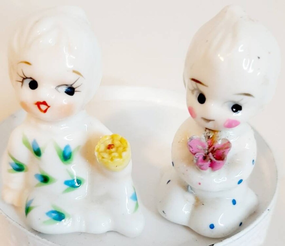 Vintage Kitsch Tiny Lefton Style Ceramic Baby Elf Pixie Figurines ...