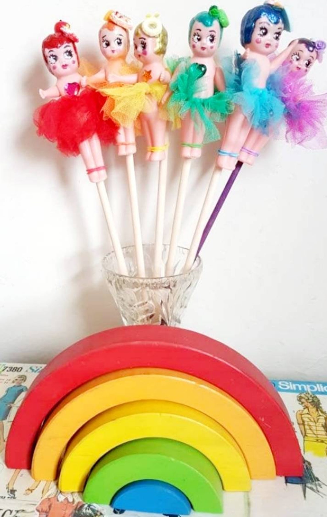 Kewpie Doll Rainbow Vintage Style Carnival Cupie Flapper Doll on a ...