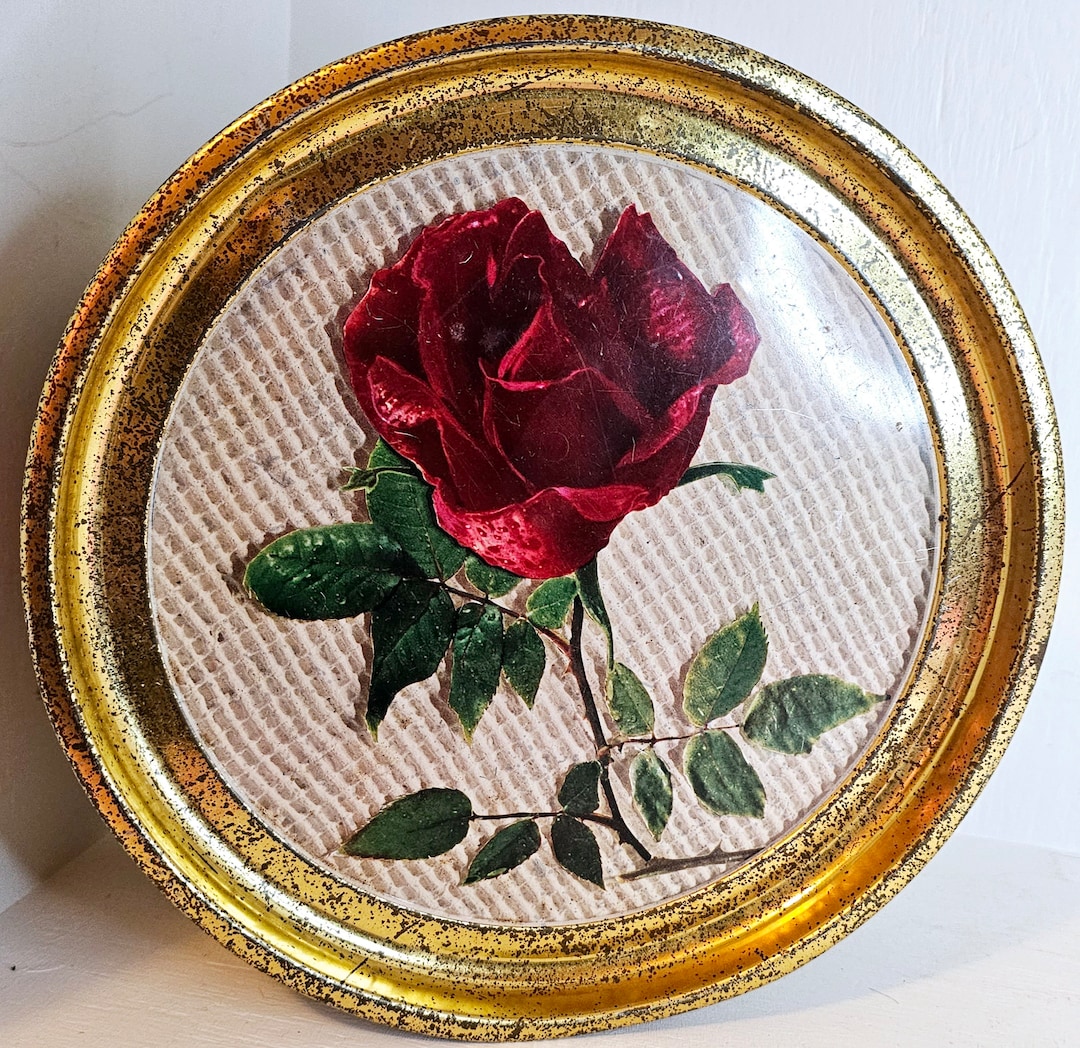 Vintage Kitsch 1960s Swallows Biscuit Cake Tin Floral Roses Decor Round ...