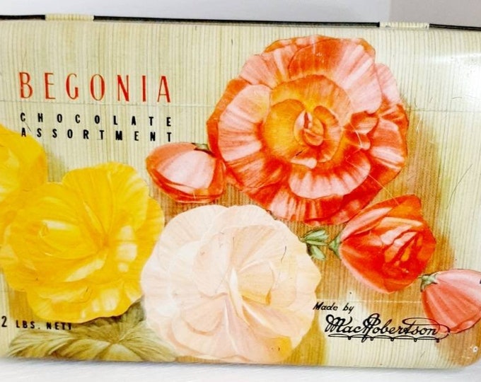 Macrobertson Begonia Chocolate Assortment Tin Vintage Kitsch Flowers ...