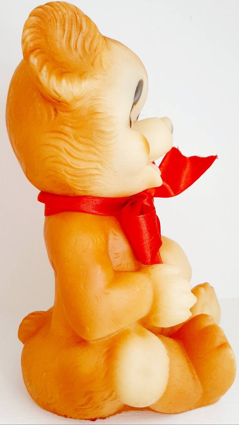 Rubber Squeak Toy Teddy Bear Red Bow Circus Bear Nursery - Etsy